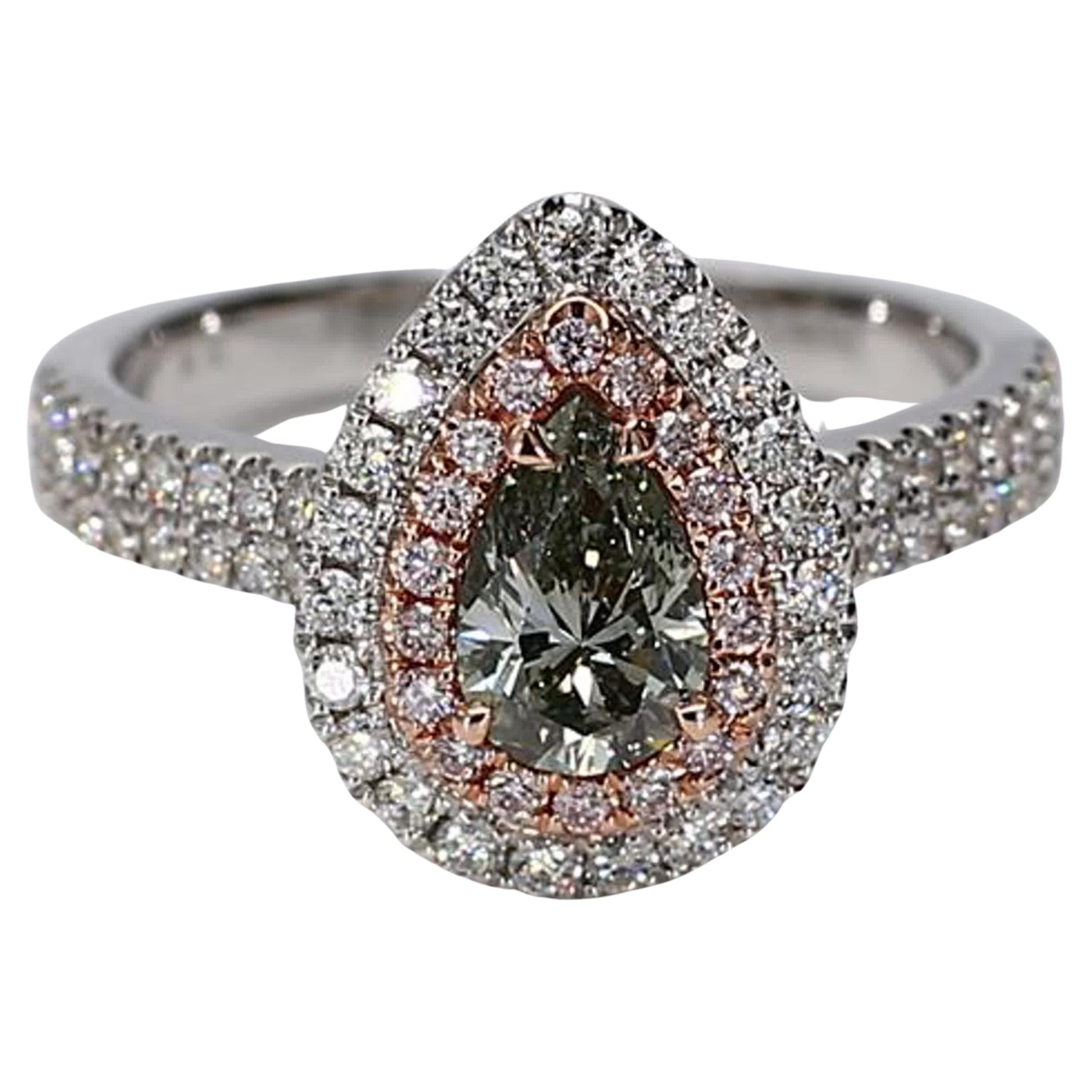GIA Certified Natural Pink Pear and White Diamond 1.32 Carat TW Rose ...
