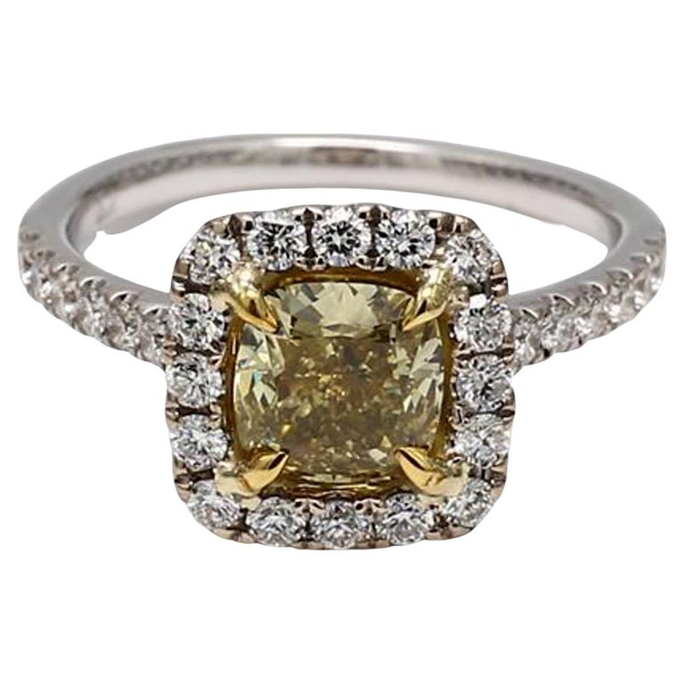 GIA Certified Natural Green Radiant and White Diamond 2.20 Carat TW ...