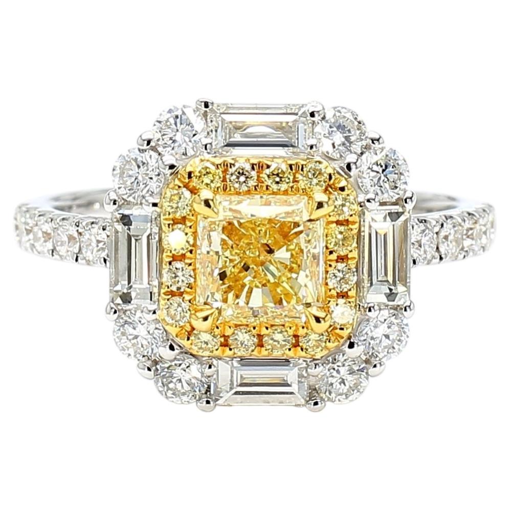 GIA Certified Natural Yellow Radiant Diamond 1.51 Carat TW Gold ...
