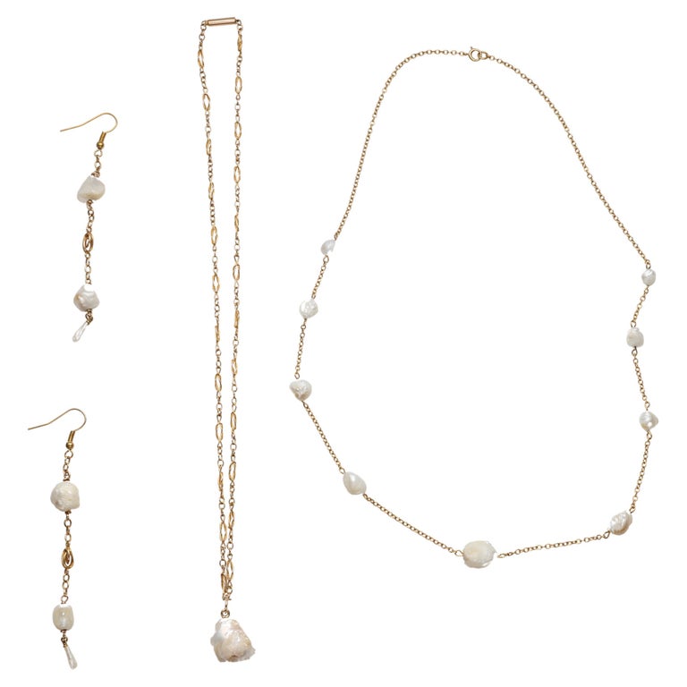 GIA Certified Natural Pearl Necklace, Pendant, Earring Set Parure For ...