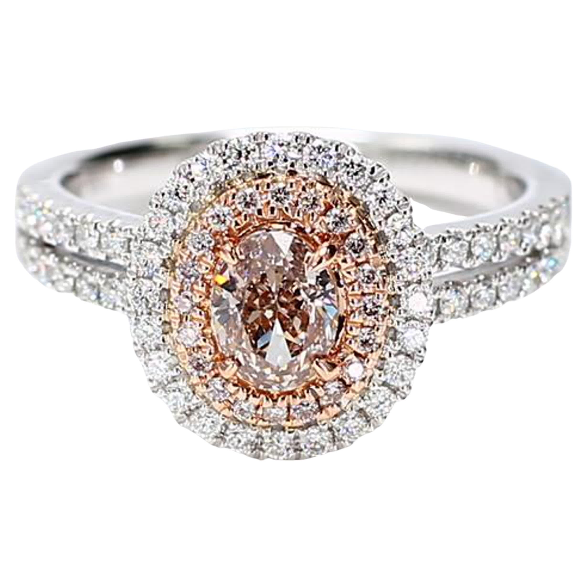 GIA Certified Natural Pink Oval Diamond 1.12 Carat TW Platinum Cocktail ...