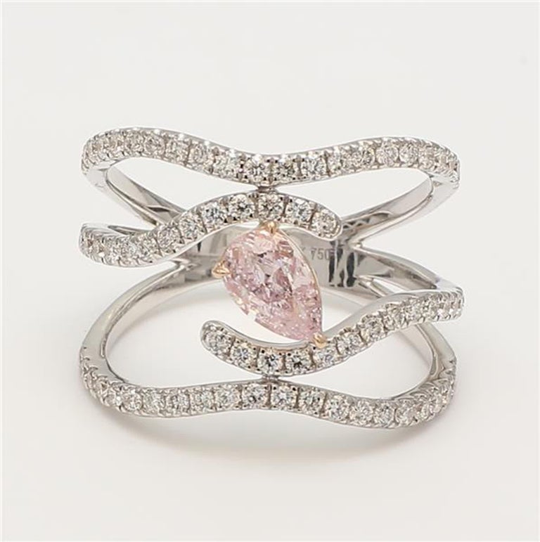 GIA Certified Natural Pink Pear and White Diamond 1.23 Carat TW Rose ...