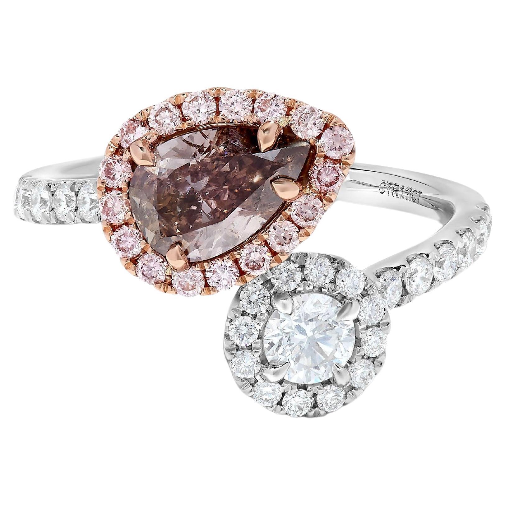 GIA Certified Natural Pink Pear Diamond 1.98 Carat TW Rose Gold ...