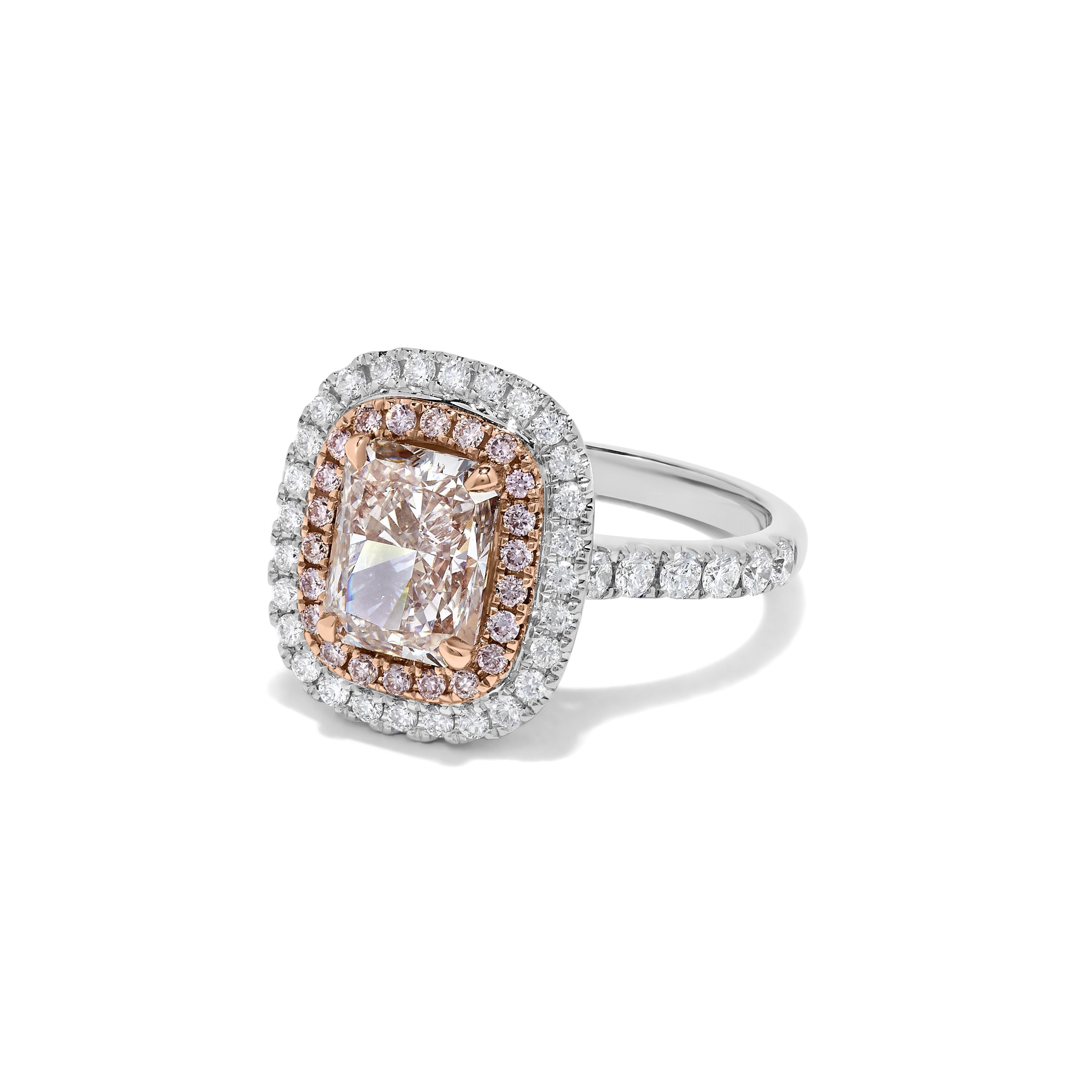 GIA Certified Natural Pink Radiant Diamond 2.92 Carat TW Gold Cocktail ...