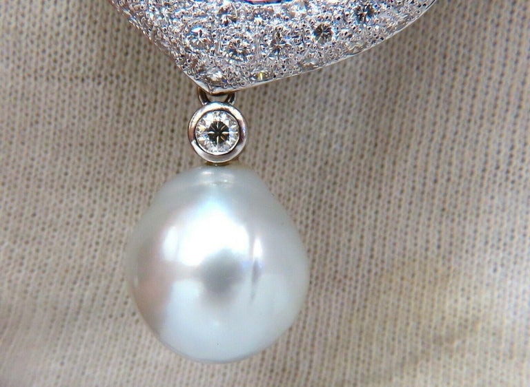 GIA Certified Natural White Saltwater Pearl 3.50 Ct Diamonds Necklace ...