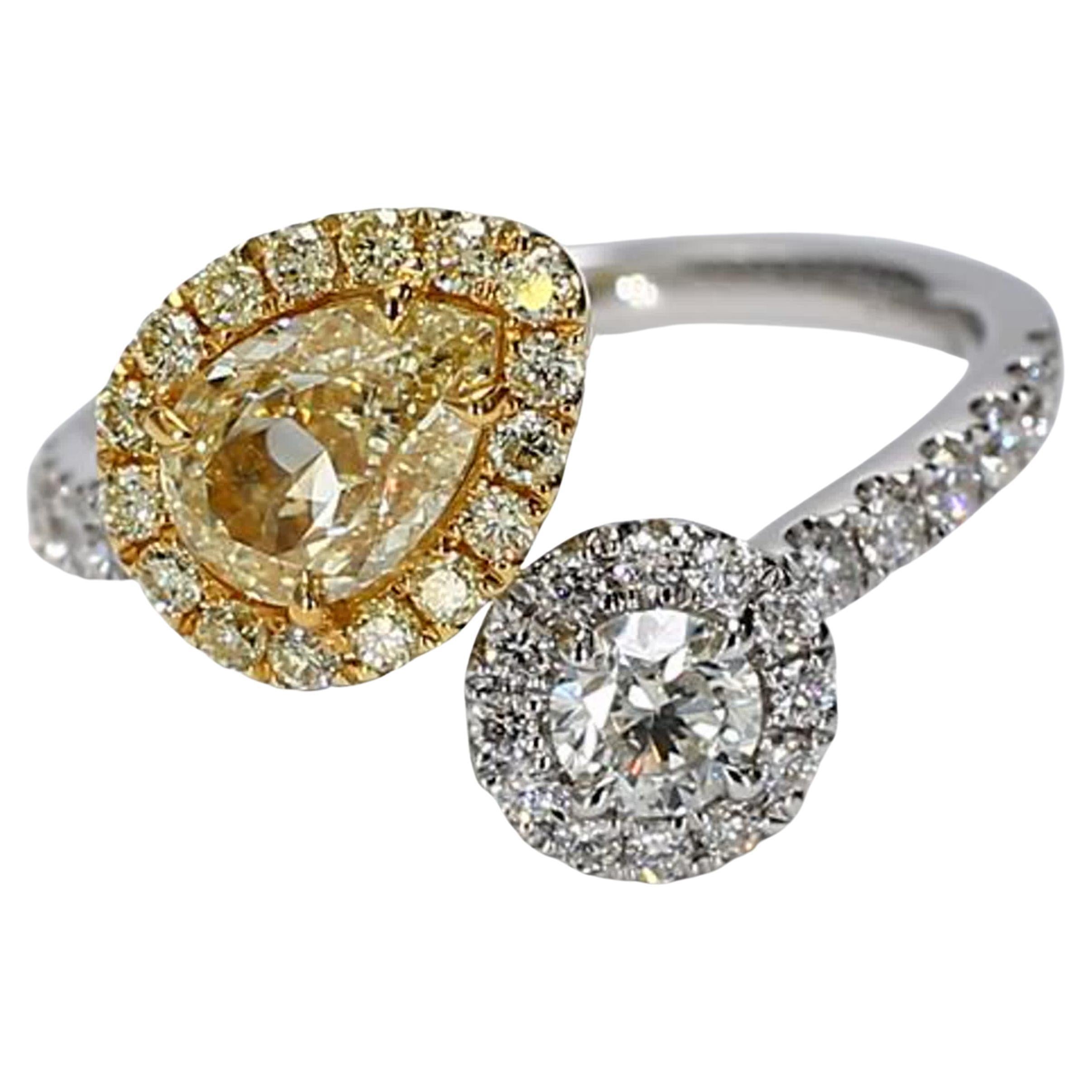 GIA Certified Natural Pink Pear and White Diamond 1.32 Carat TW Rose ...