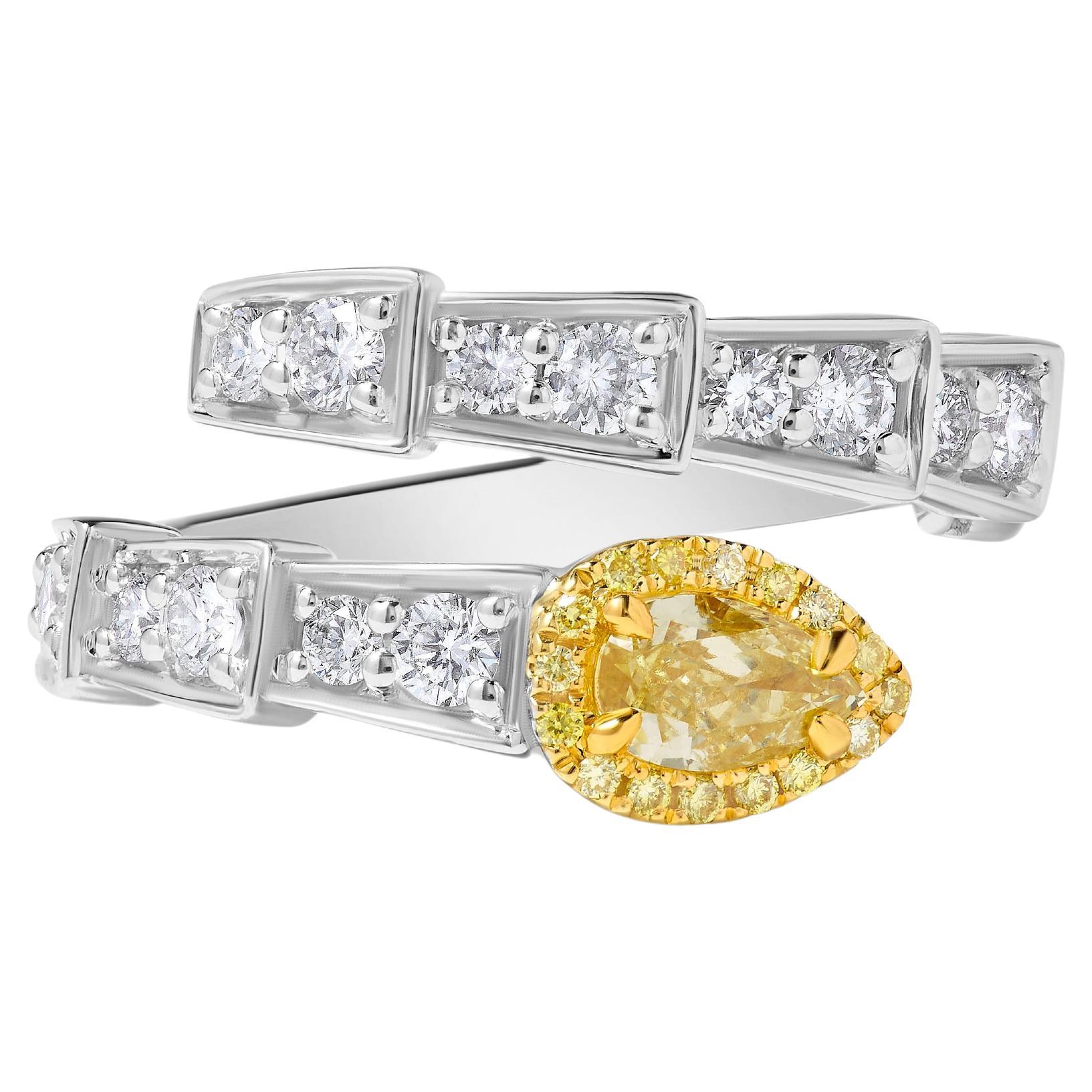 GIA Certified Natural Yellow Pear Diamond 1.17 Carat TW Gold Cocktail ...