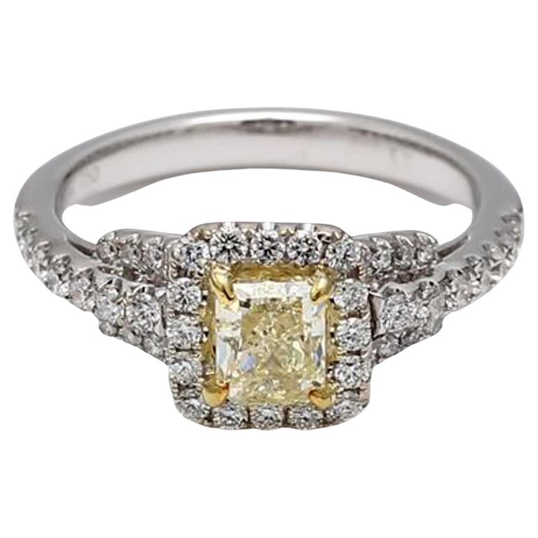 GIA Certified Natural Yellow Radiant and White Diamond 1.22 Carat TW ...