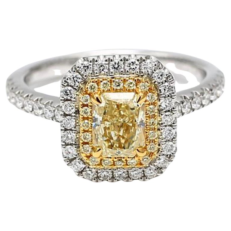 GIA Certified Natural Yellow Radiant and White Diamond 1.35 Carat TW ...