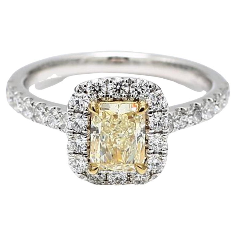 GIA Certified Natural Yellow Radiant and White Diamond 1.68 Carat TW ...