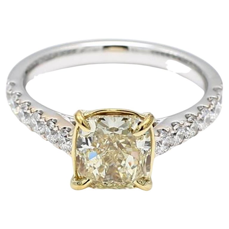 GIA Certified Natural Yellow Radiant and White Diamond 2.69 Carat TW ...