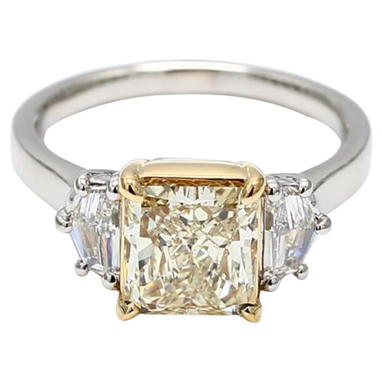 GIA Certified Natural Yellow Radiant and White Diamond 2.72 Carat TW ...