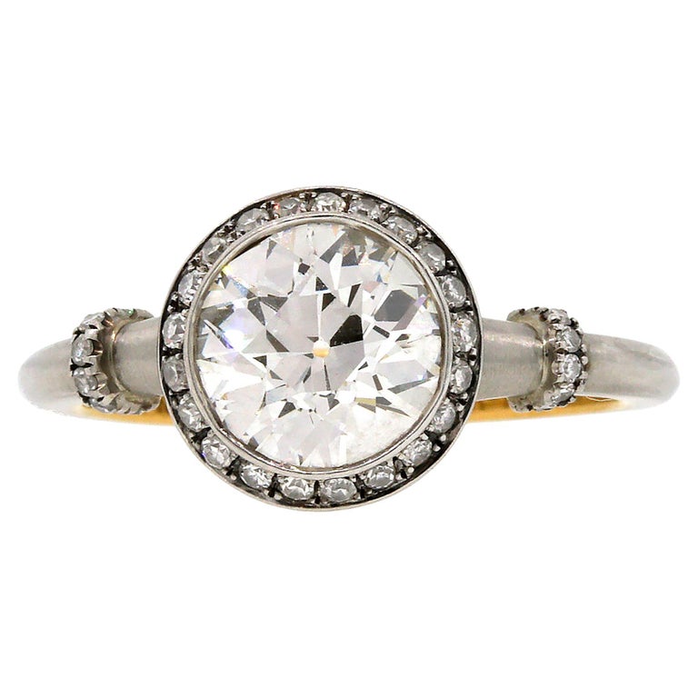 GIA Certified Old European Cut Diamond Engagement Ring For Sale at 1stDibs