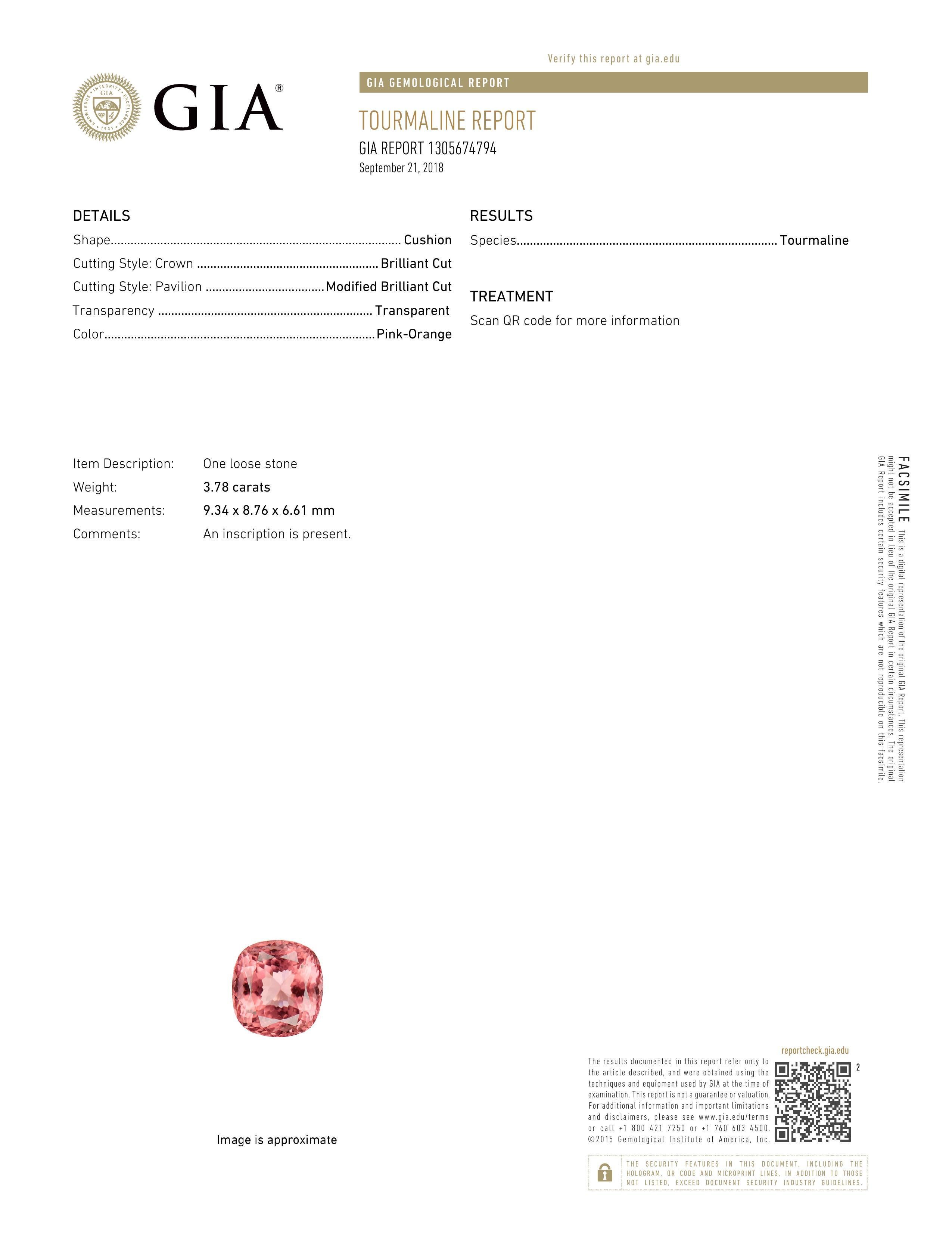 GIA Certified Orloff of Denmark Platinum Ring with Tourmaline and ...