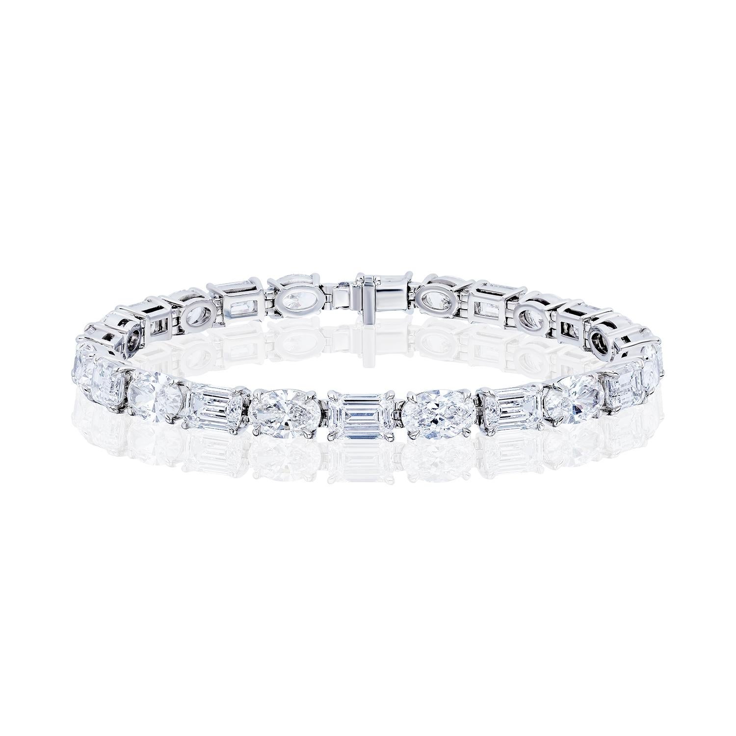 GIA Certified Oval and Emerald Cut Diamond Bracelet at 1stDibs