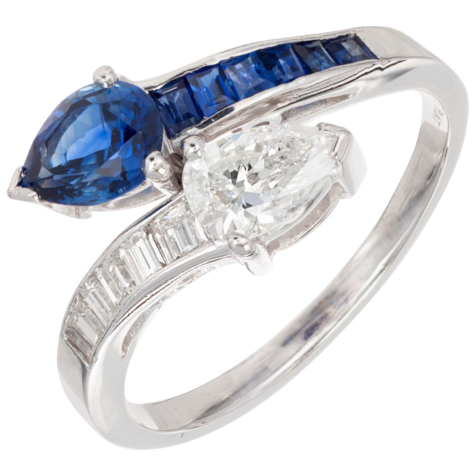 Diamond Platinum Bypass Ring at 1stDibs