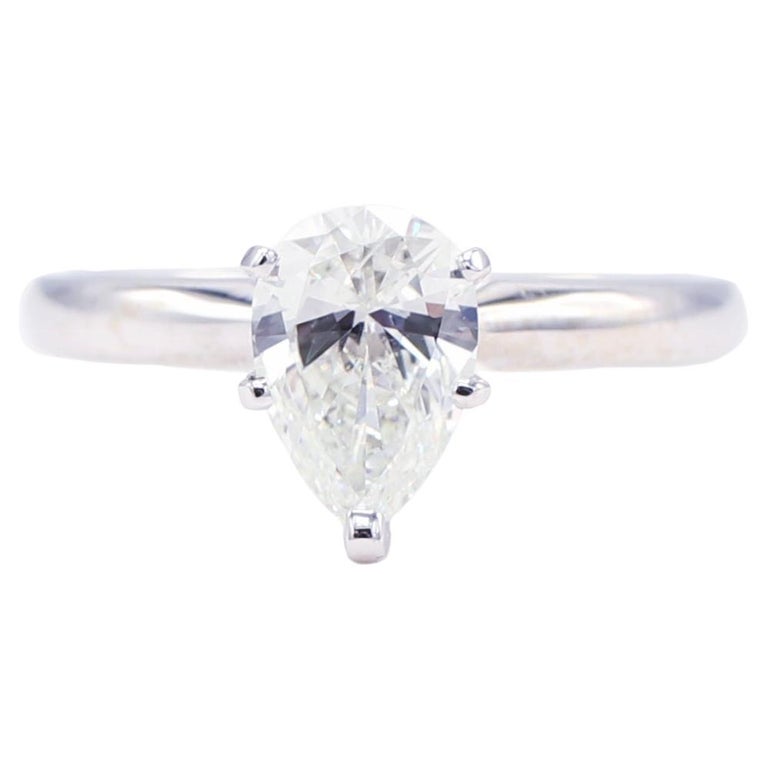 GIA Certified Pear Shape 0.96 Carat G SI2 Solitaire Diamond Engagement ...
