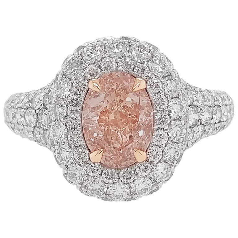 GIA Certified Pink Diamond Platinum Solitaire Ring For Sale at 1stDibs