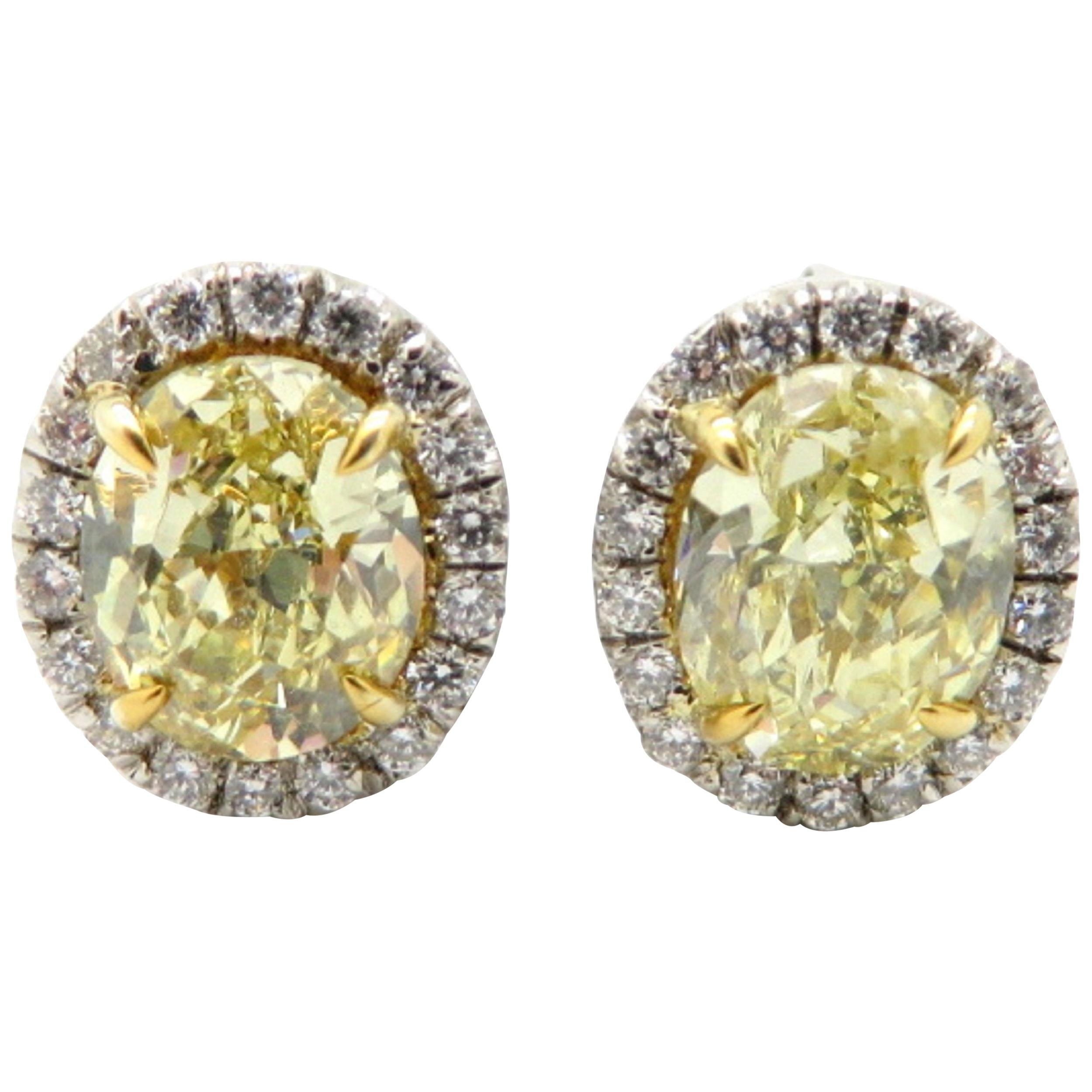 Fancy Yellow Diamond Earrings at 1stDibs