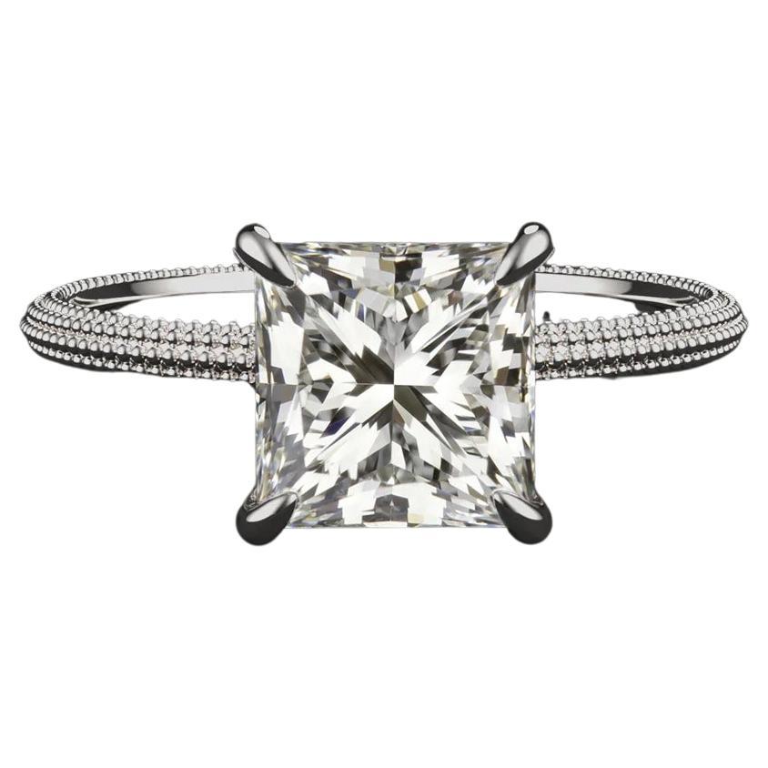GIA Certified 4.50 Carat Princess Cut Diamond Platinum Engagement Ring ...