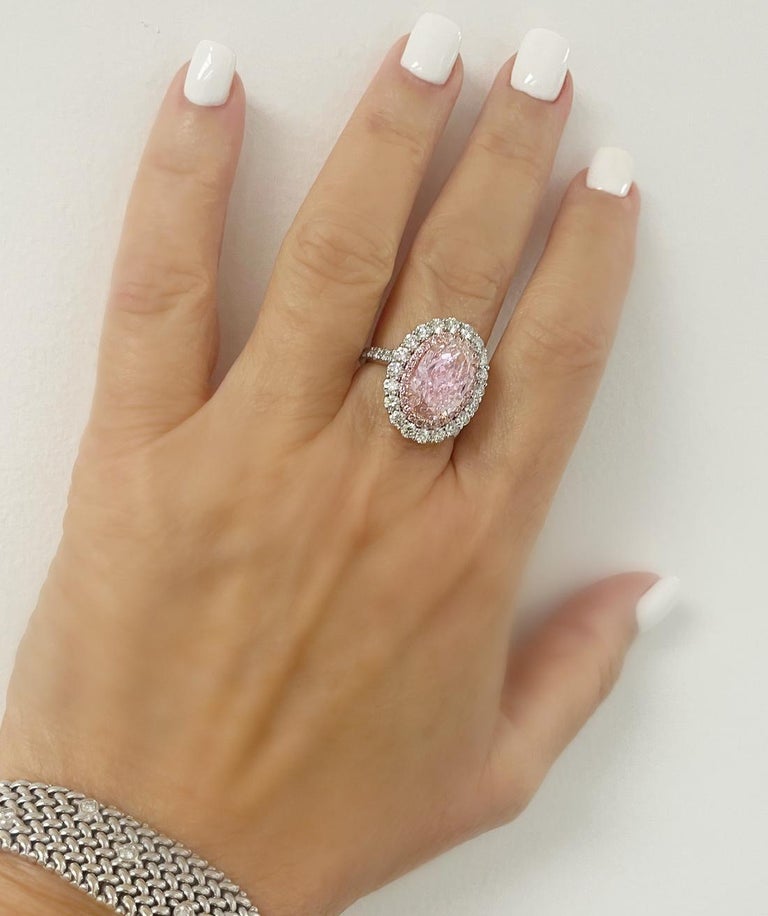 GIA Certified, Rare and Large 6.11ct Oval Fancy Pink Diamond Ring For ...