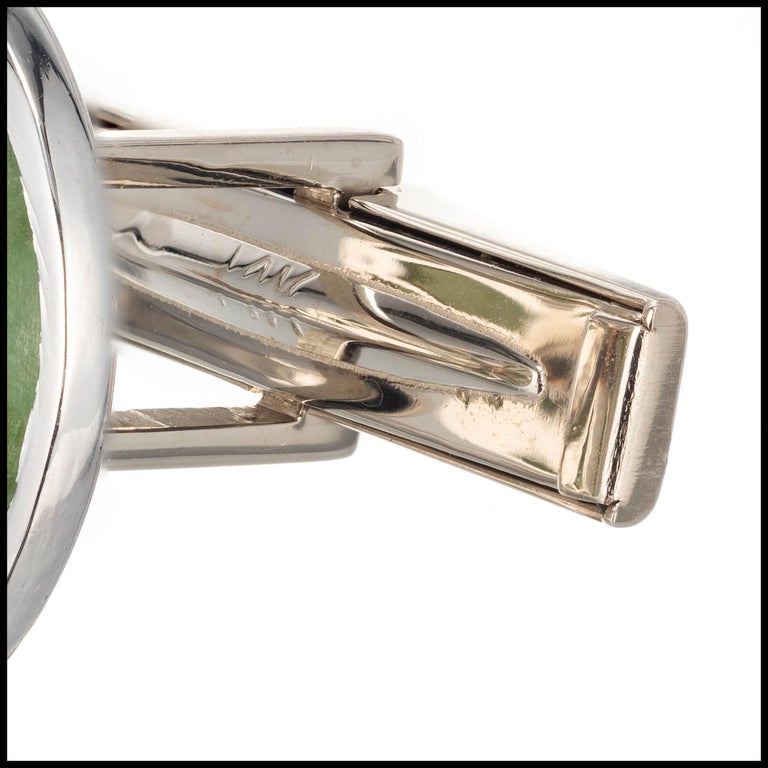 GIA Certified Round Jadeite Jade Gold Men's Cufflinks For Sale at 1stDibs