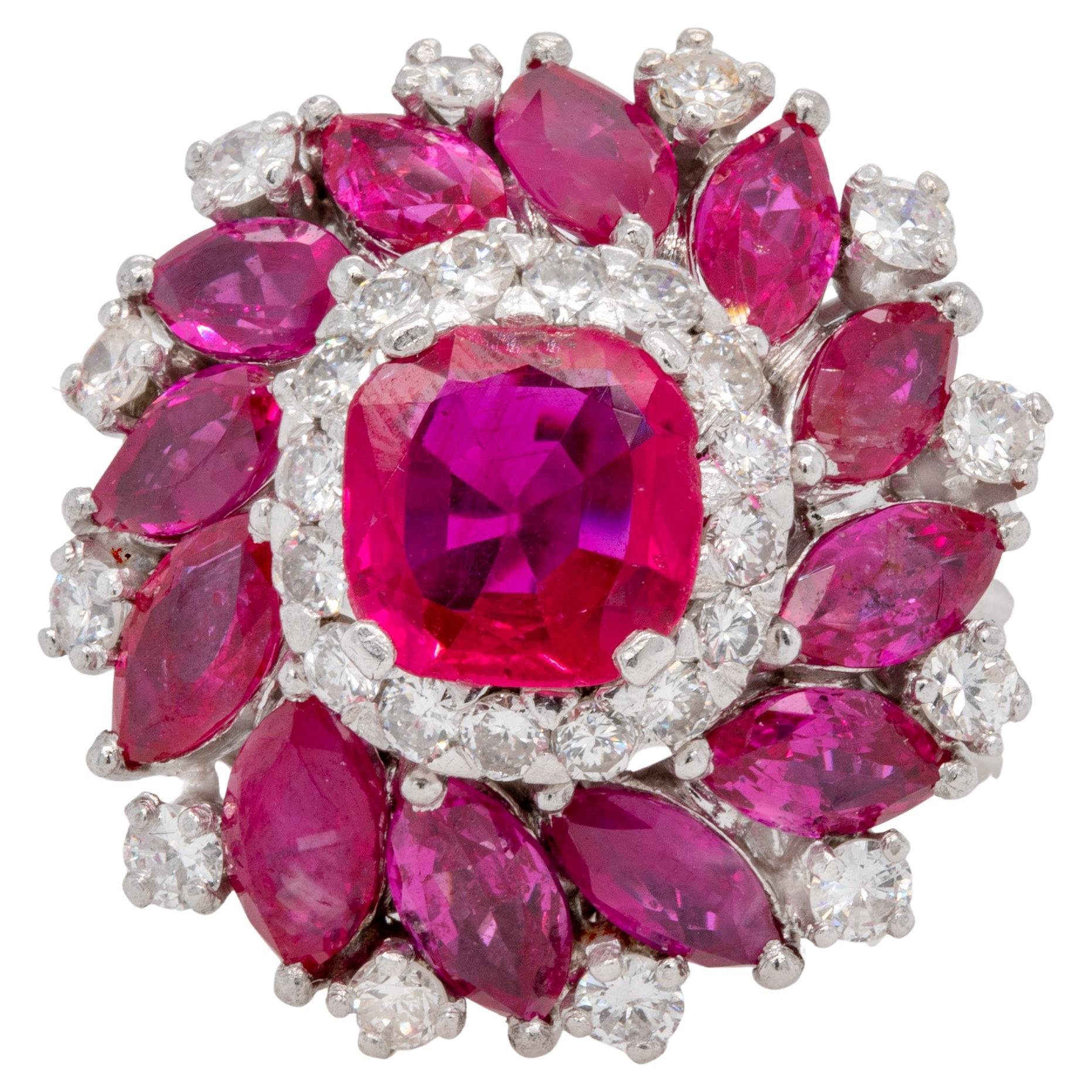 GIA Certified Ruby 4.40 Carats Total Ring with Diamonds Platinum For ...