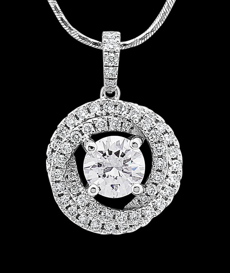 GIA certified 1.6ct D VS1 Single Stone Round Diamond Trinity Pendant ...