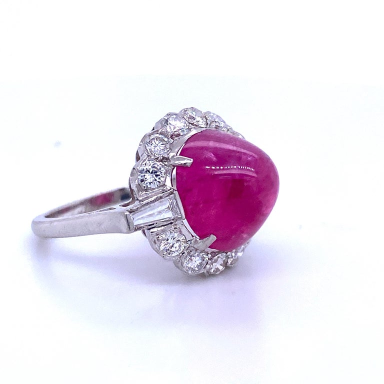 GIA Certified Sugar Loaf Ruby No Heat Diamond Ring Platinum 11.92 Carat ...