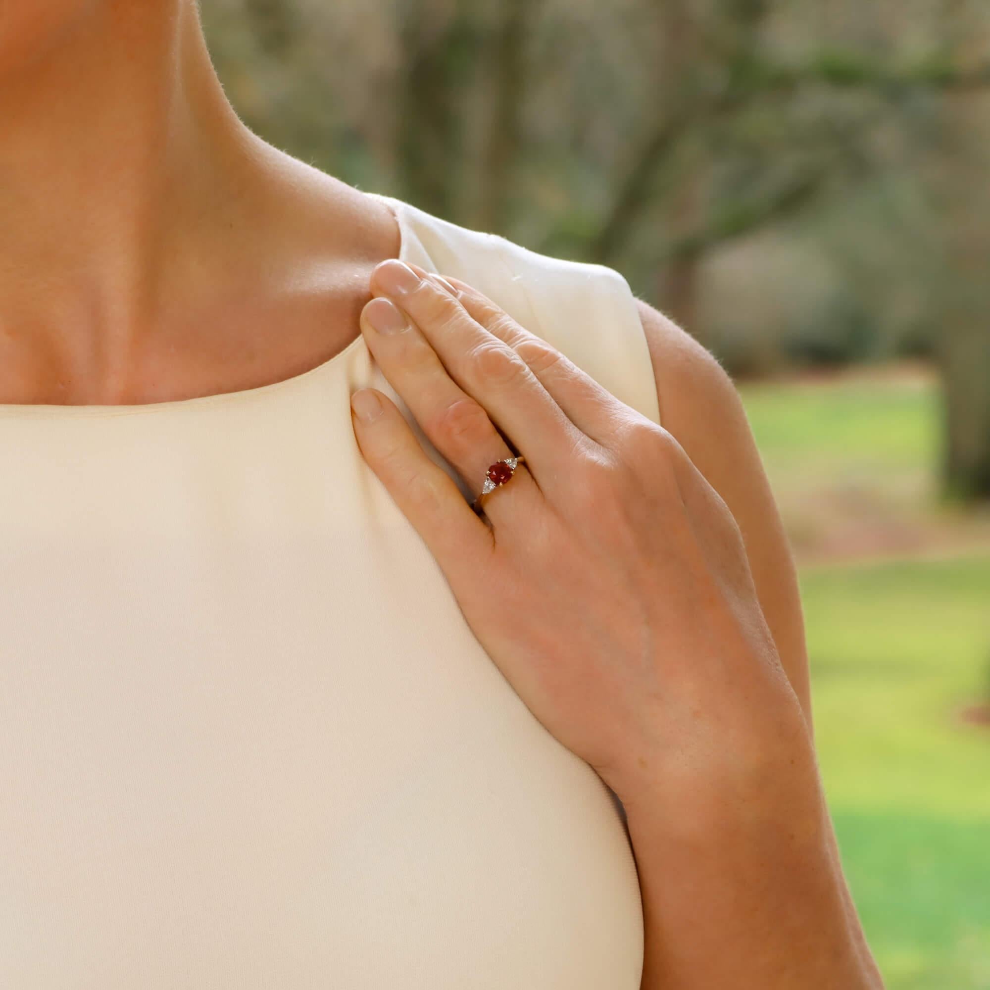 GIA Certified, Tiffany and Co. Burmese Ruby and Diamond Engagement Ring ...