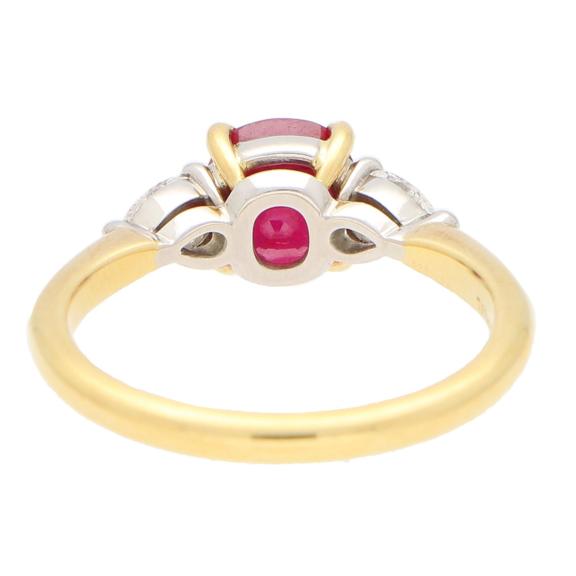 GIA Certified, Tiffany and Co. Burmese Ruby and Diamond Engagement Ring ...