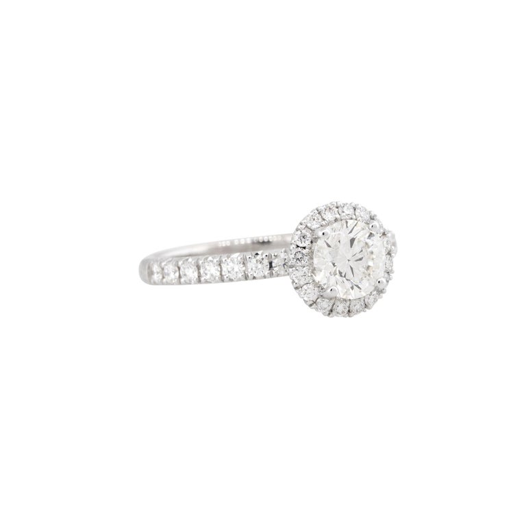 GIA Certified Triple X 1.52 Carat Diamond Halo Engagement Ring 18 Karat ...