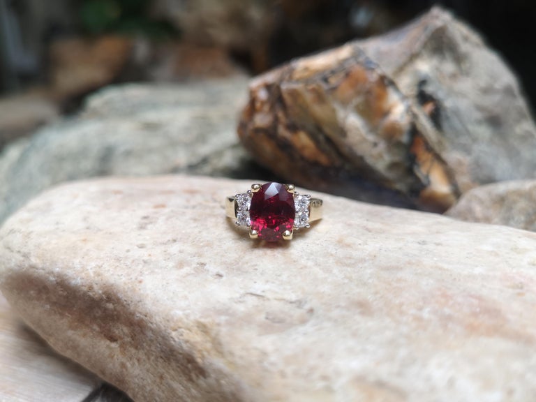 GIA Certified Unheated 4 carat Ruby with Diamond Ring Set in 18 Karat ...