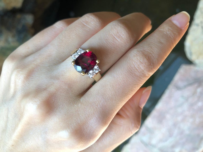 GIA Certified Unheated 4 carat Ruby with Diamond Ring Set in 18 Karat ...