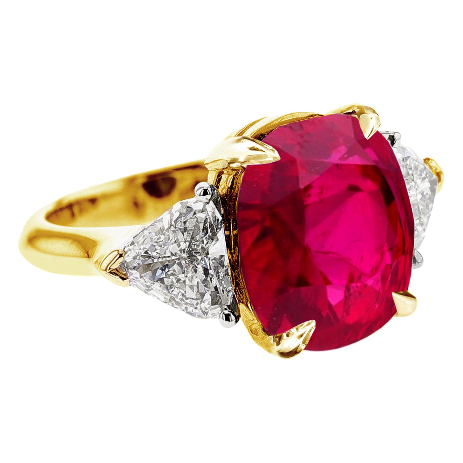 GIA Certified Unheated Untreated 4 Carat Oval Ruby Diamond Ring For ...