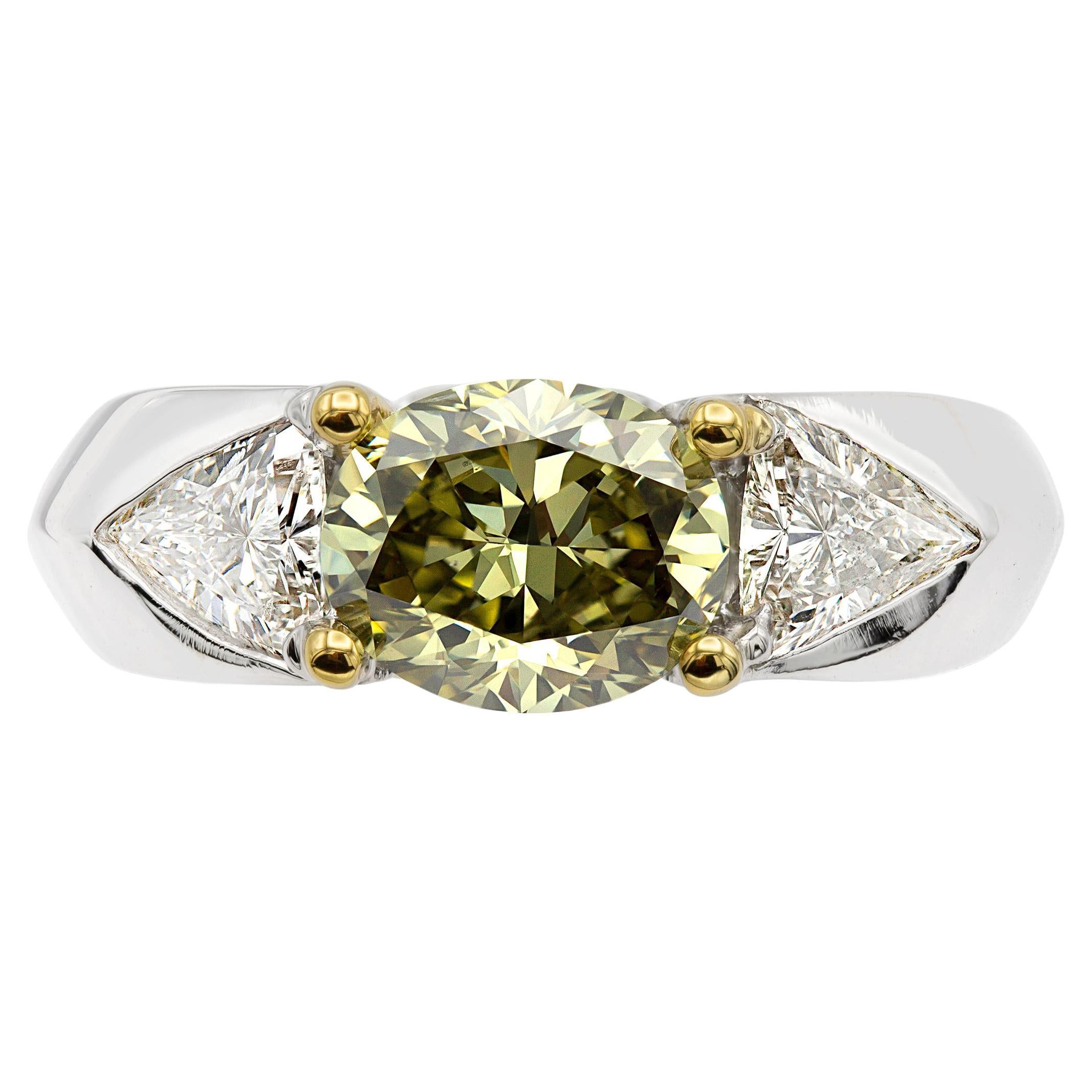 GIA Certified Fancy Dark Gray Diamond and White Rose Cut Diamond Twin ...