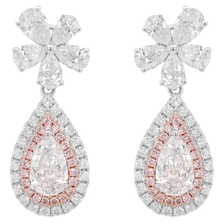 GIA Certified White Diamond Argyle Pink Diamond 18K Detachable Drop ...