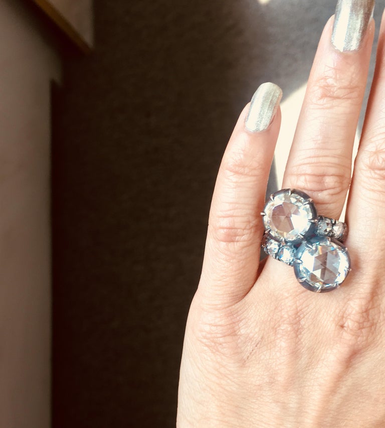 GIA Certified 10.07 Carat White Rose Cut Diamond Twin Ring at 1stDibs ...