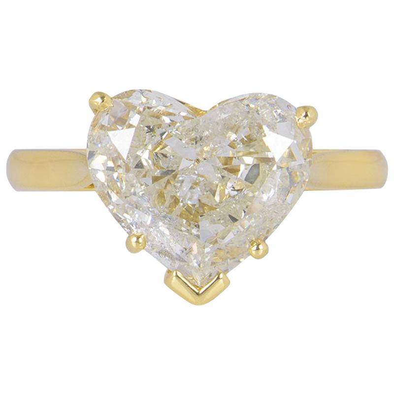 GIA Certified Yellow Gold Heart Cut Diamond Engagement Solitaire Ring 2 ...