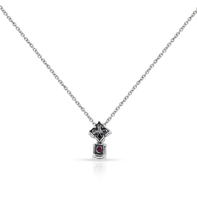 GIA Clover Shape Diamond and Oval Ruby Pendant Necklace, Platinum For ...