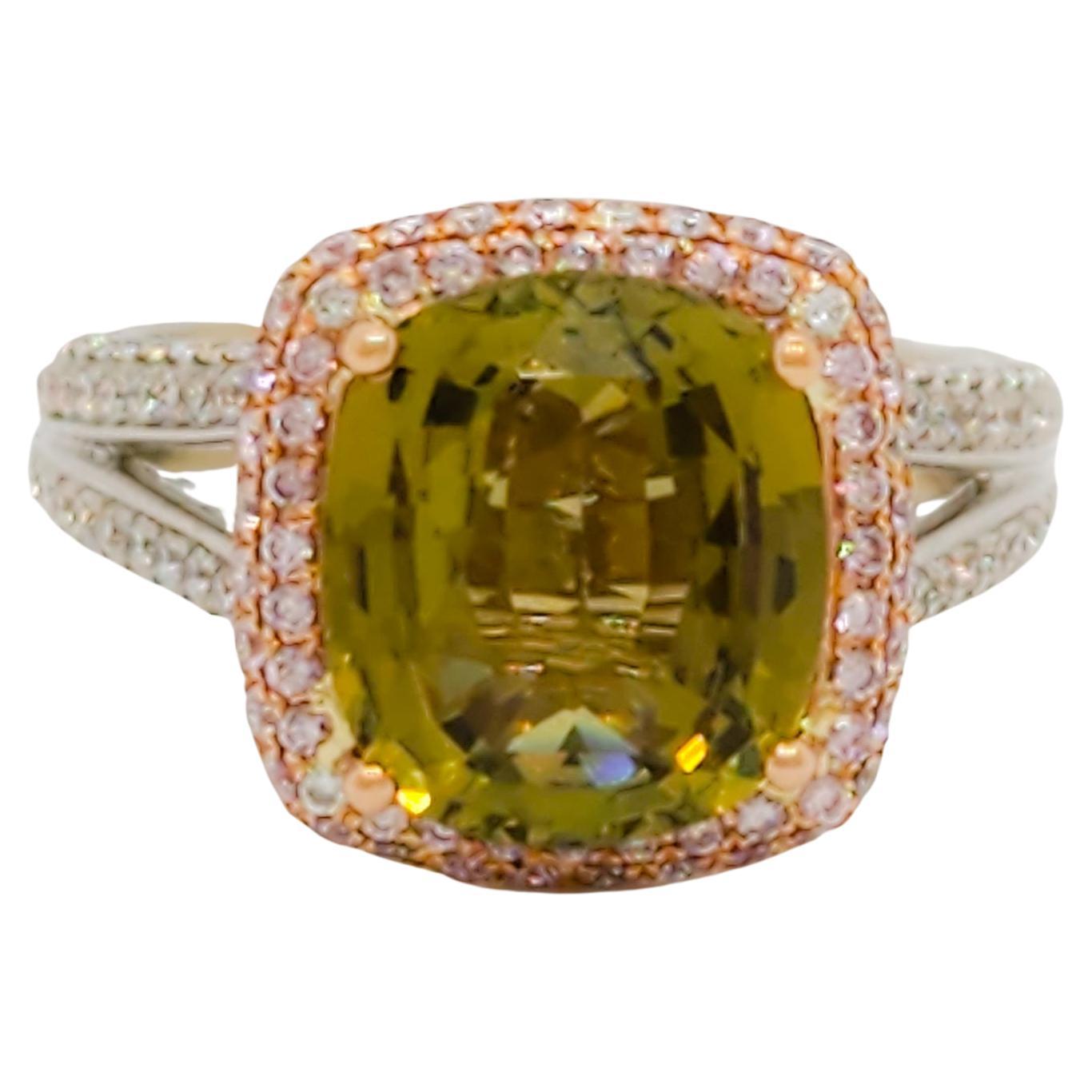 GIA Color Change Alexandrite Cushion, White Diamond, and Pink Diamond ...