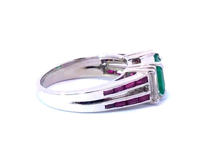 GIA Columbian Emerald Ruby and Diamond Platinum Ring For Sale at 1stDibs