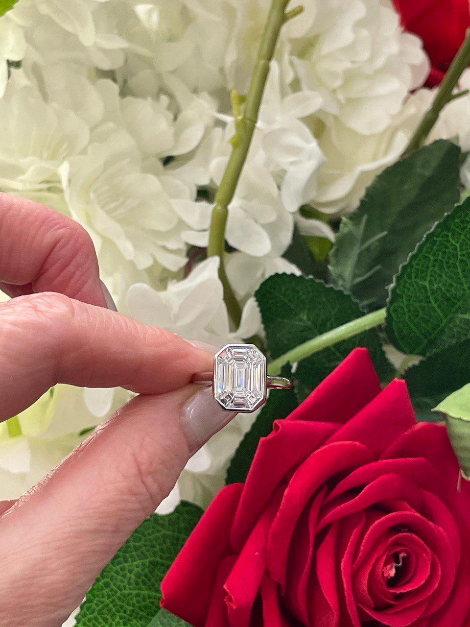 GIA D-VS1 1.78ct EMERALD Pie-Cut "Illusion" Diamond Solitaire Engagement Ring For Sale at 1stDibs