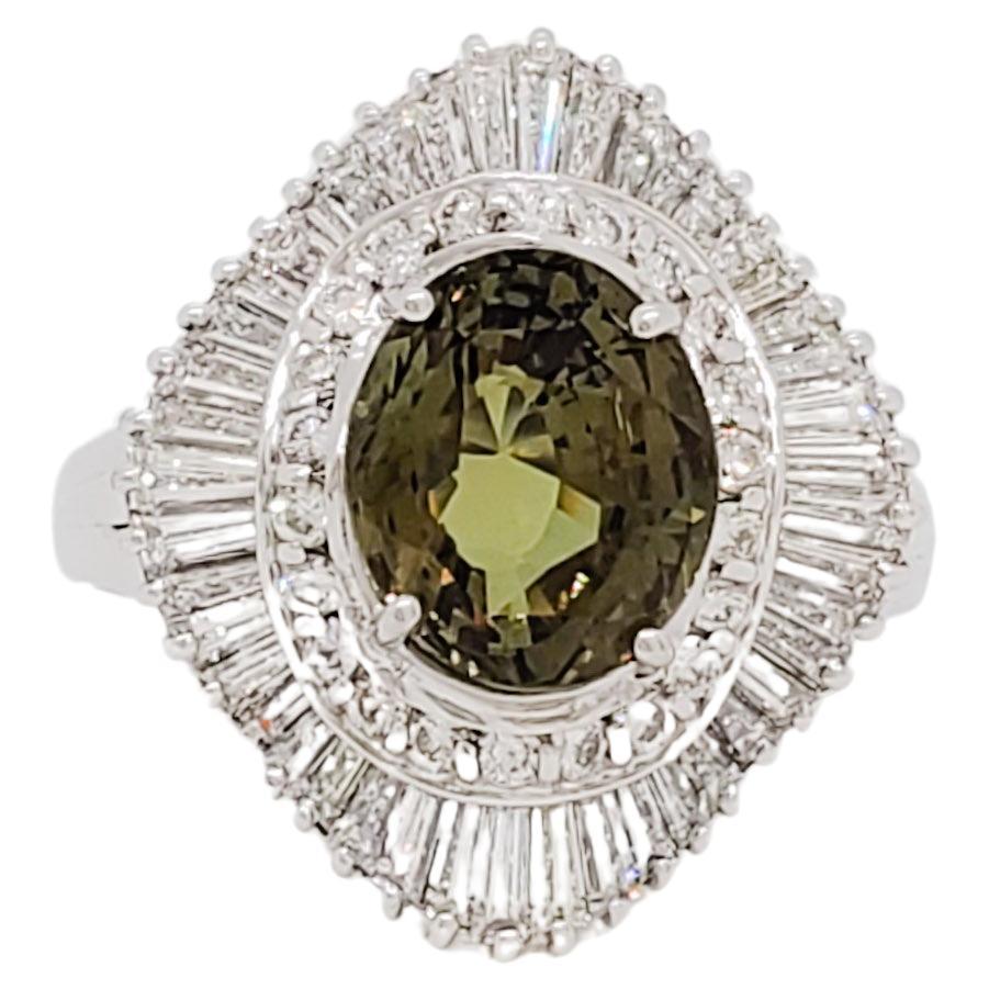 Alexandrite Diamond Platinum Ring at 1stDibs