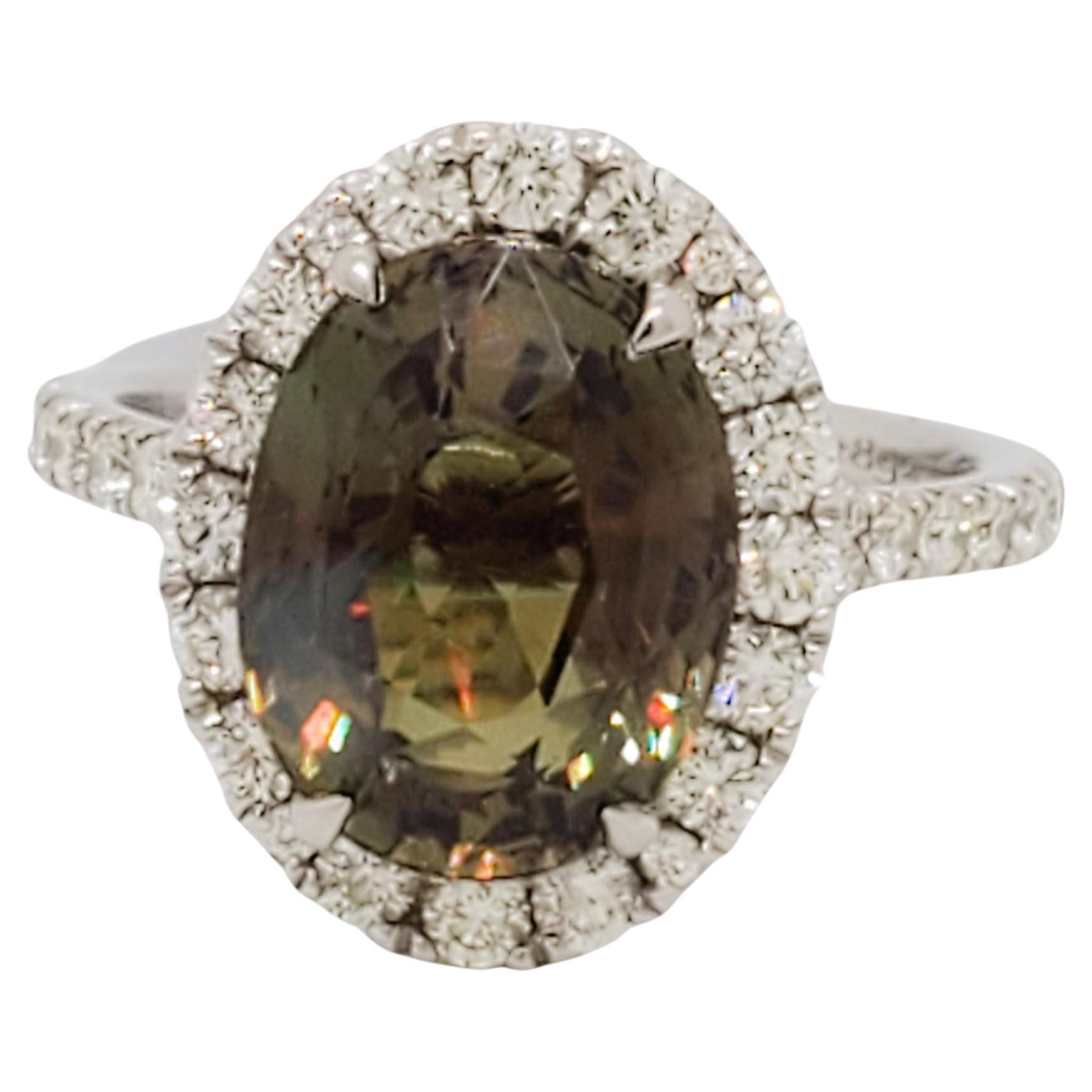 Alexandrite Diamond Platinum Ring at 1stDibs