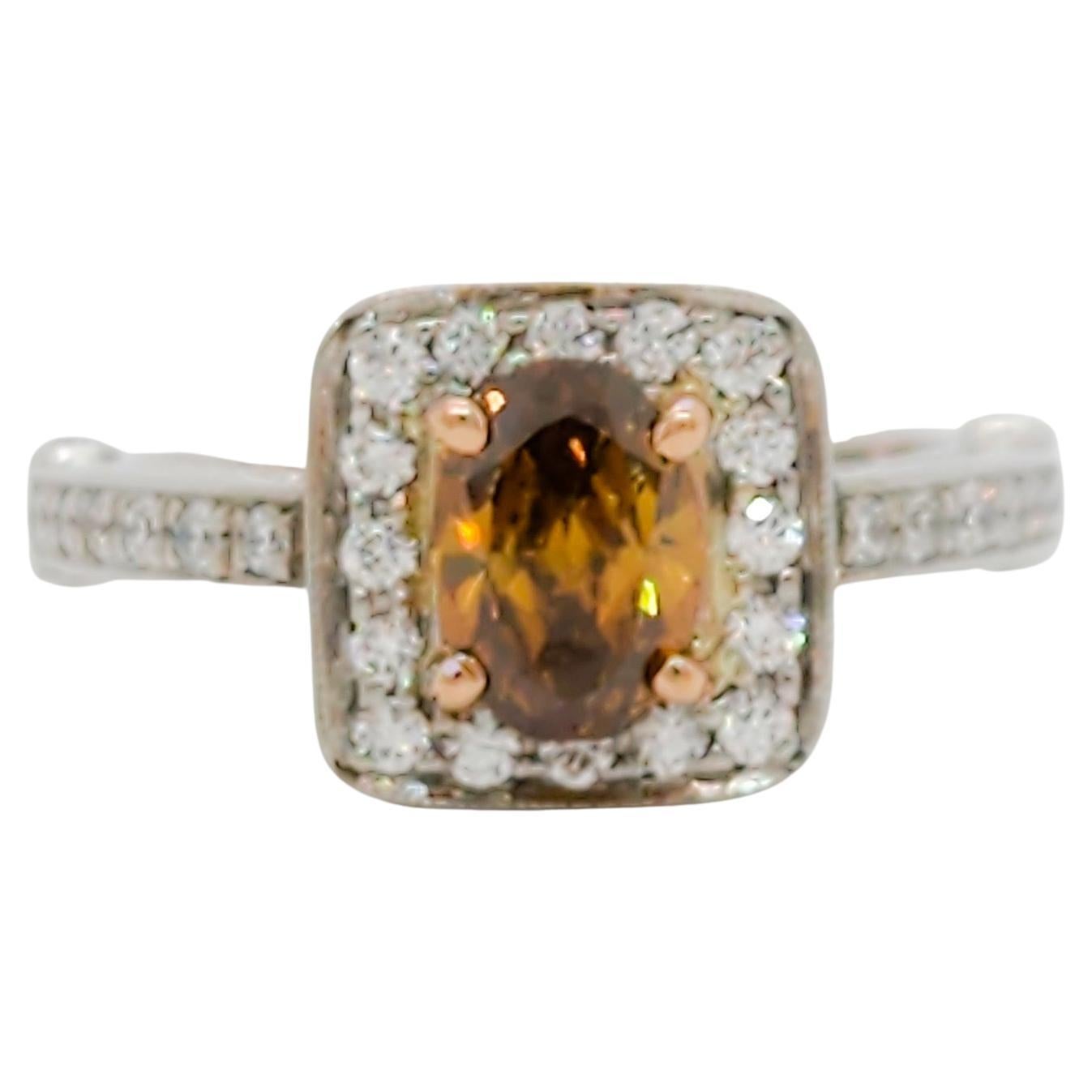 GIA Certified .51 Carat Fancy Deep Orange-Brown Diamond Ring in 18K ...