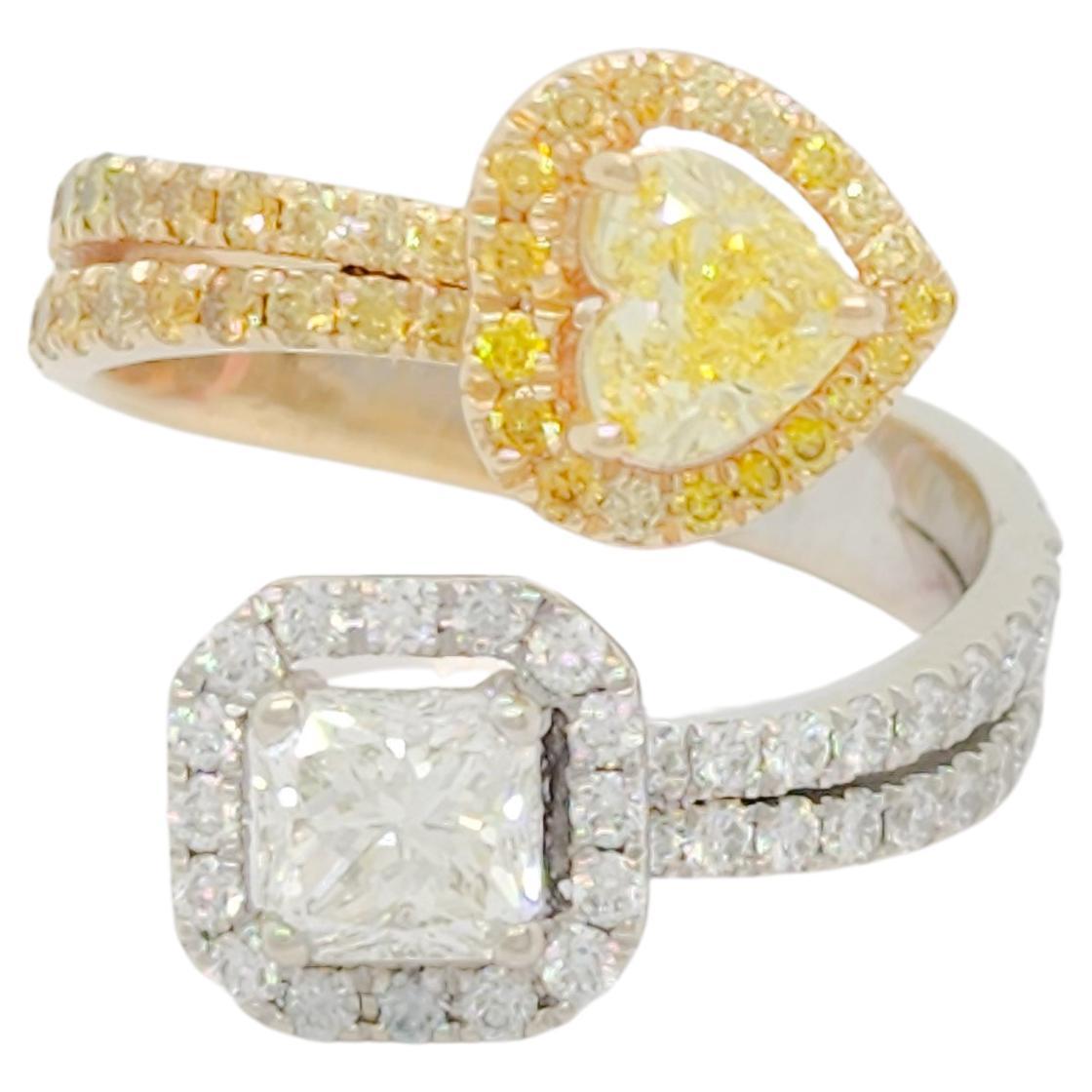 GIA Certified 3.3 Carat Fancy Yellow Green and Pink Diamond Ring in 18K ...