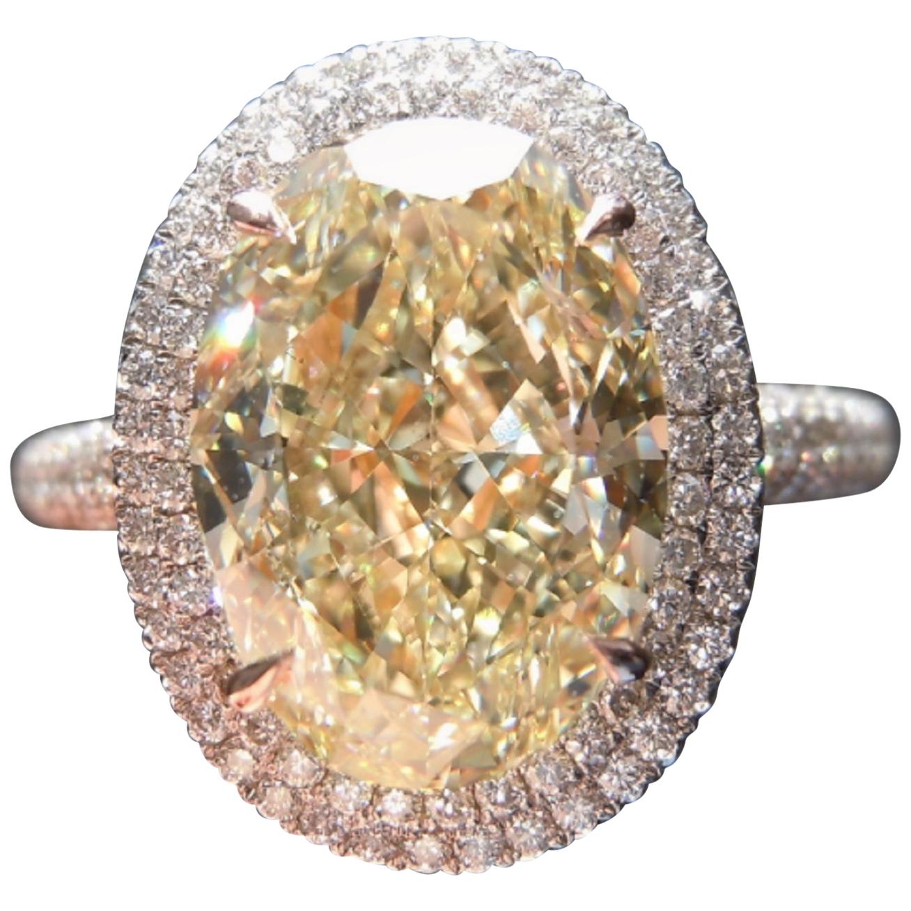 2.50 Carat GIA Cert Fancy Intense Canary Diamond Gold Platinum 3 Stone ...