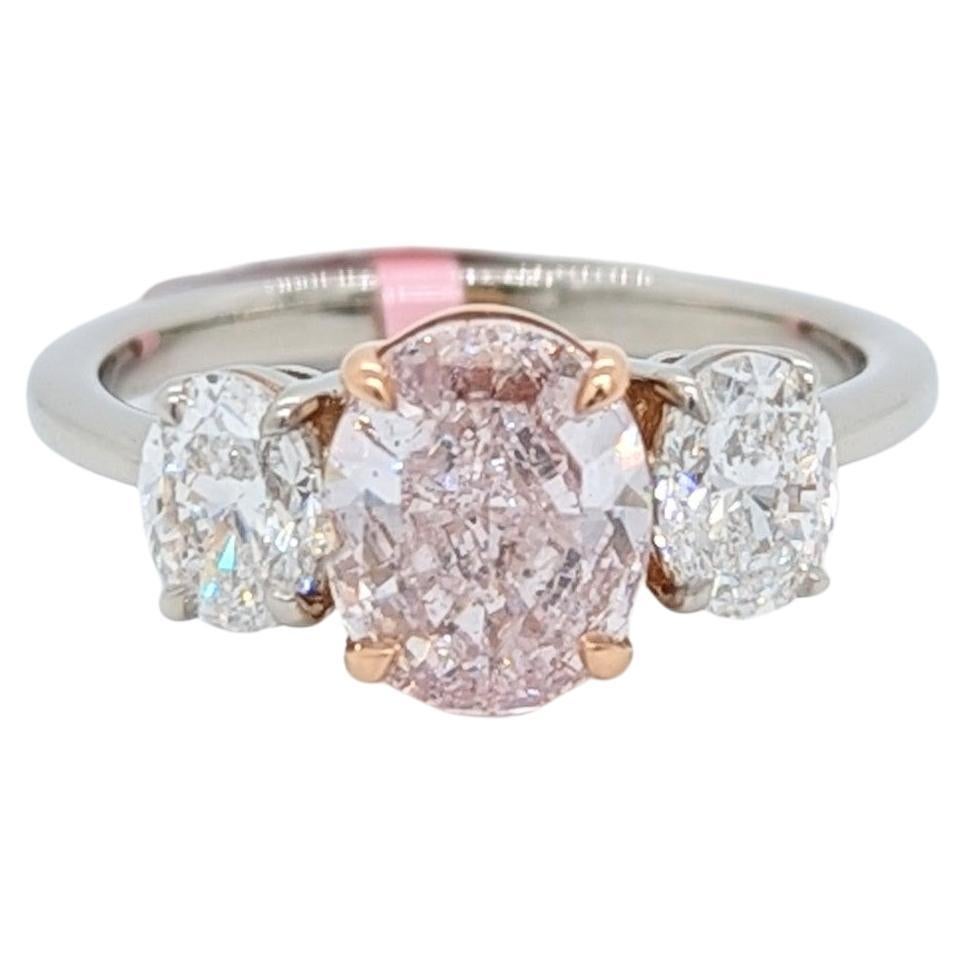 GIA Fancy Light Pink Oval Shape Diamond Ring in Platinum and 18K Rose ...