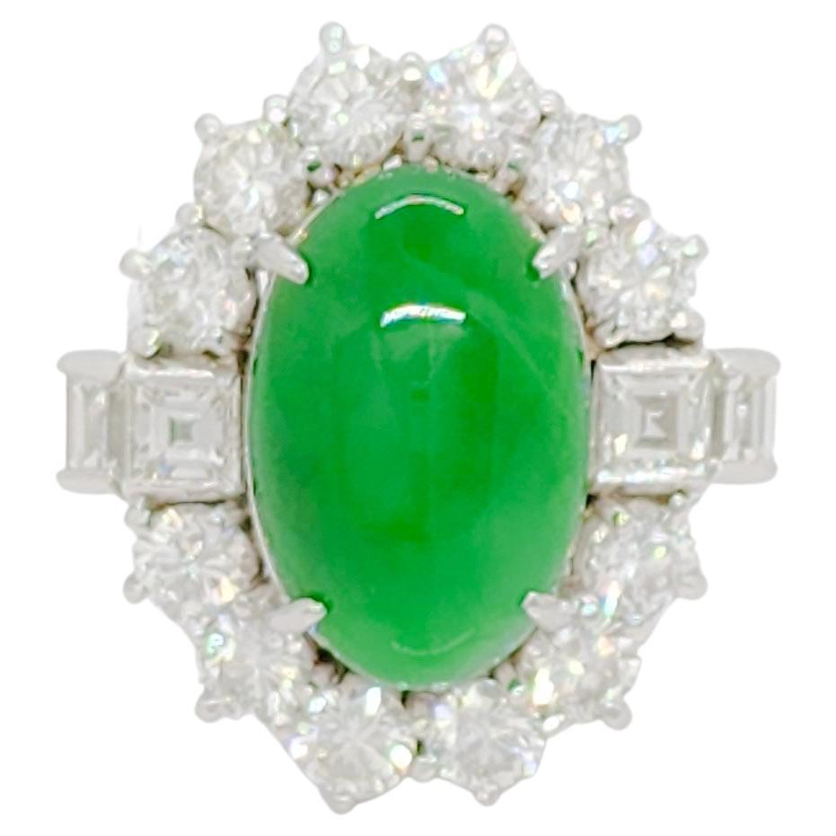 Antique Jadeite Cabochon Platinum Ring at 1stDibs